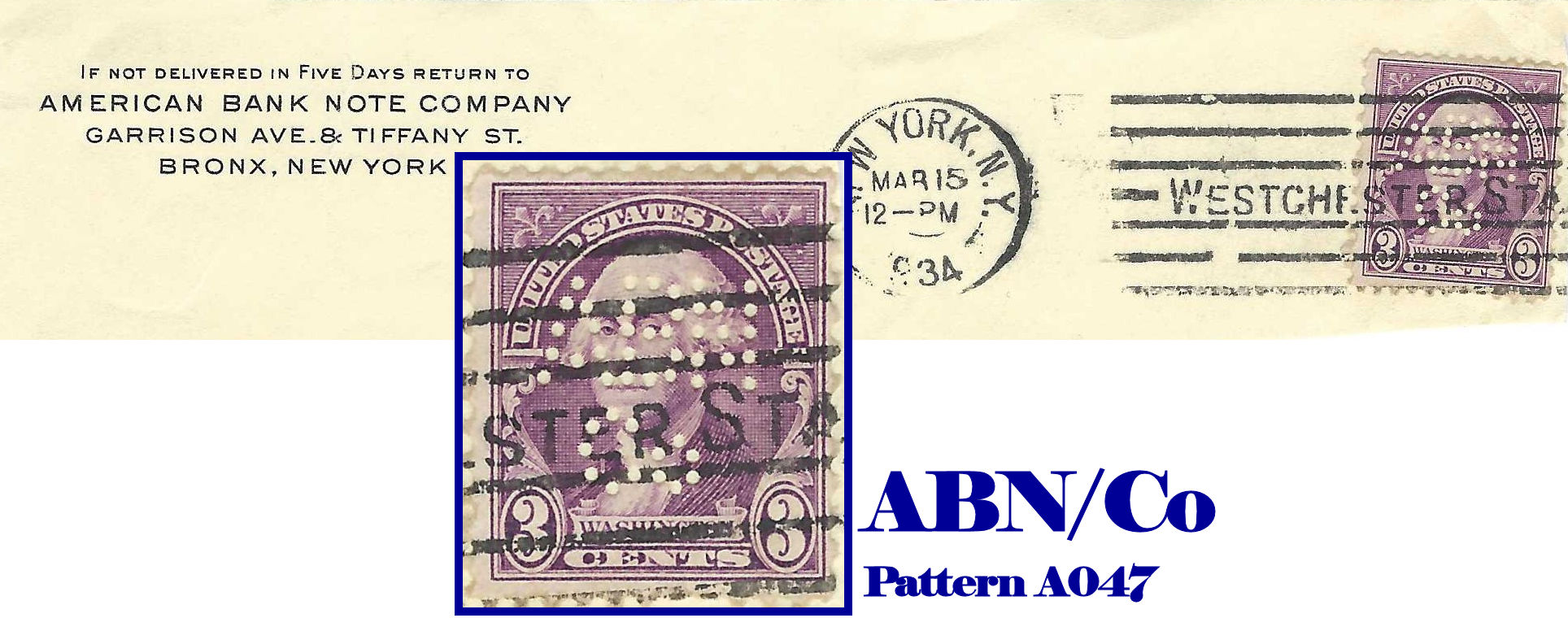 U.S. Perfin Covers: "A" Patterns