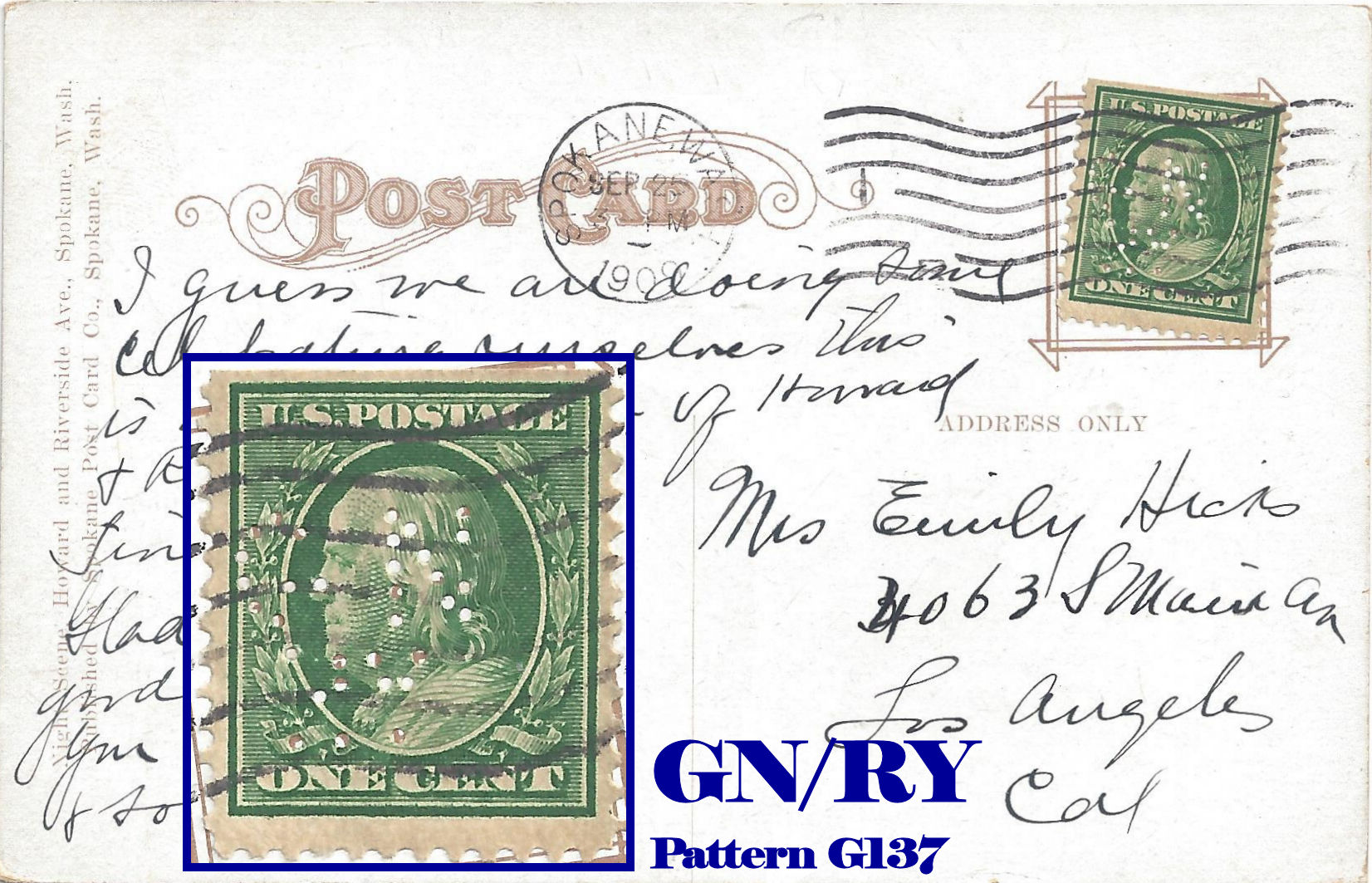 U.S. Perfin Covers: "G" Patterns