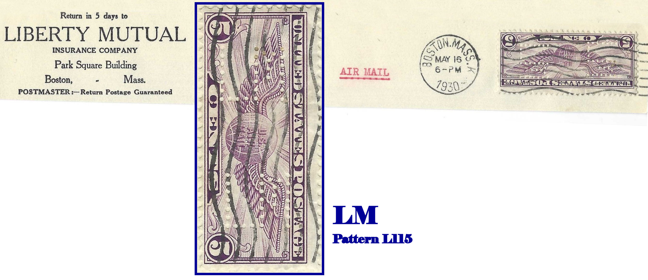 U.S. Perfin Covers: "L" Patterns